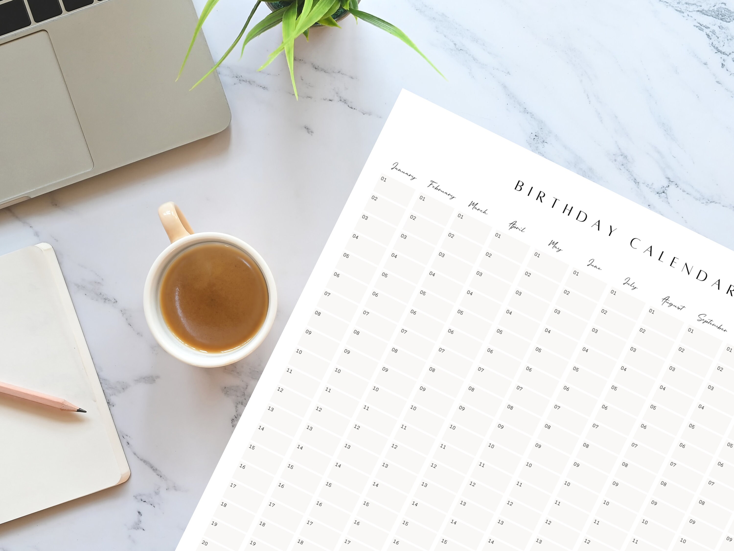 Birthday Calendar Birthday Tracker Printable Birthday List - Etsy Australia