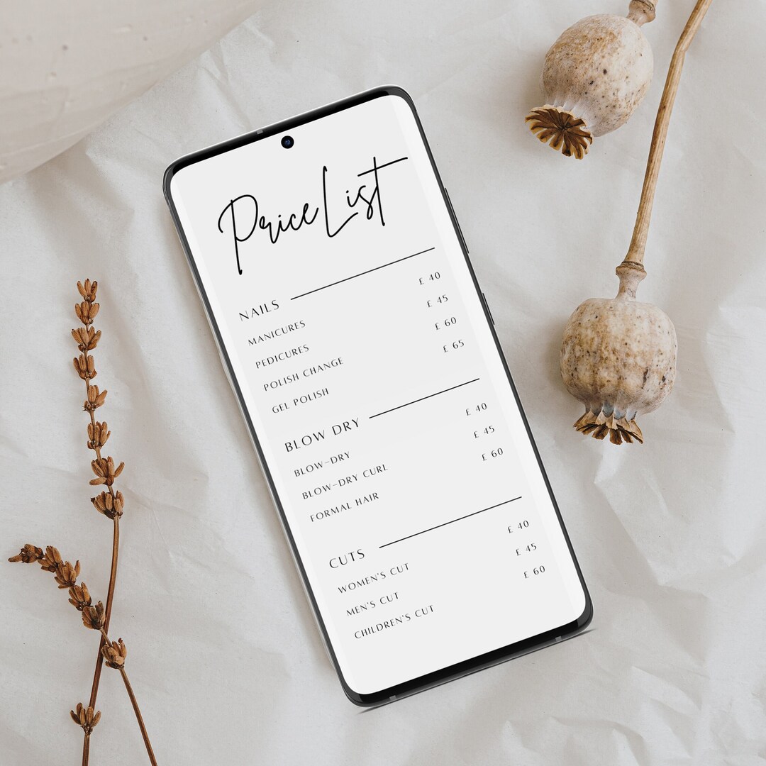 Electronic Price List Template - Etsy