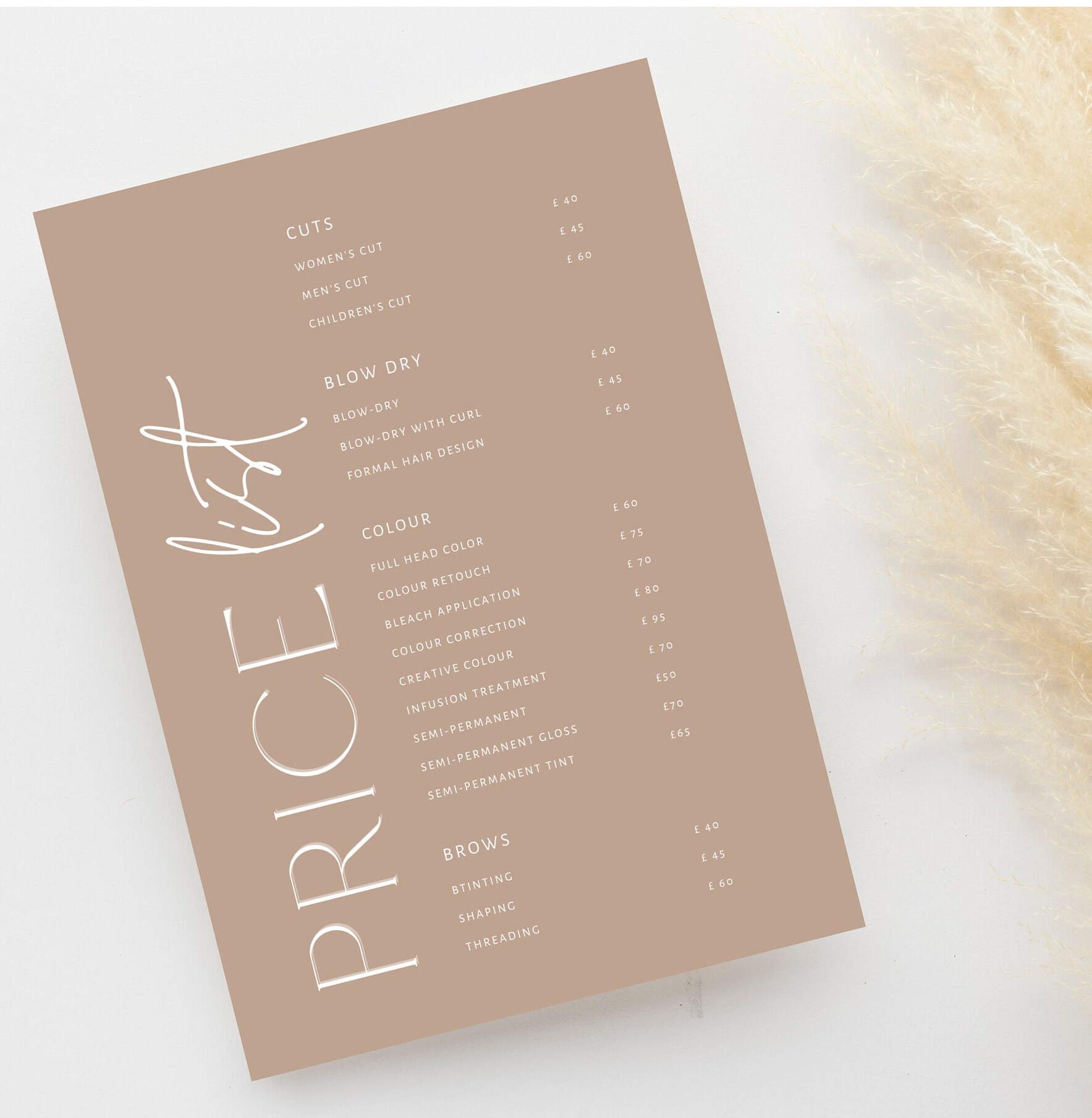 Price List Template Editable Price Sheet Salon Price List - Etsy
