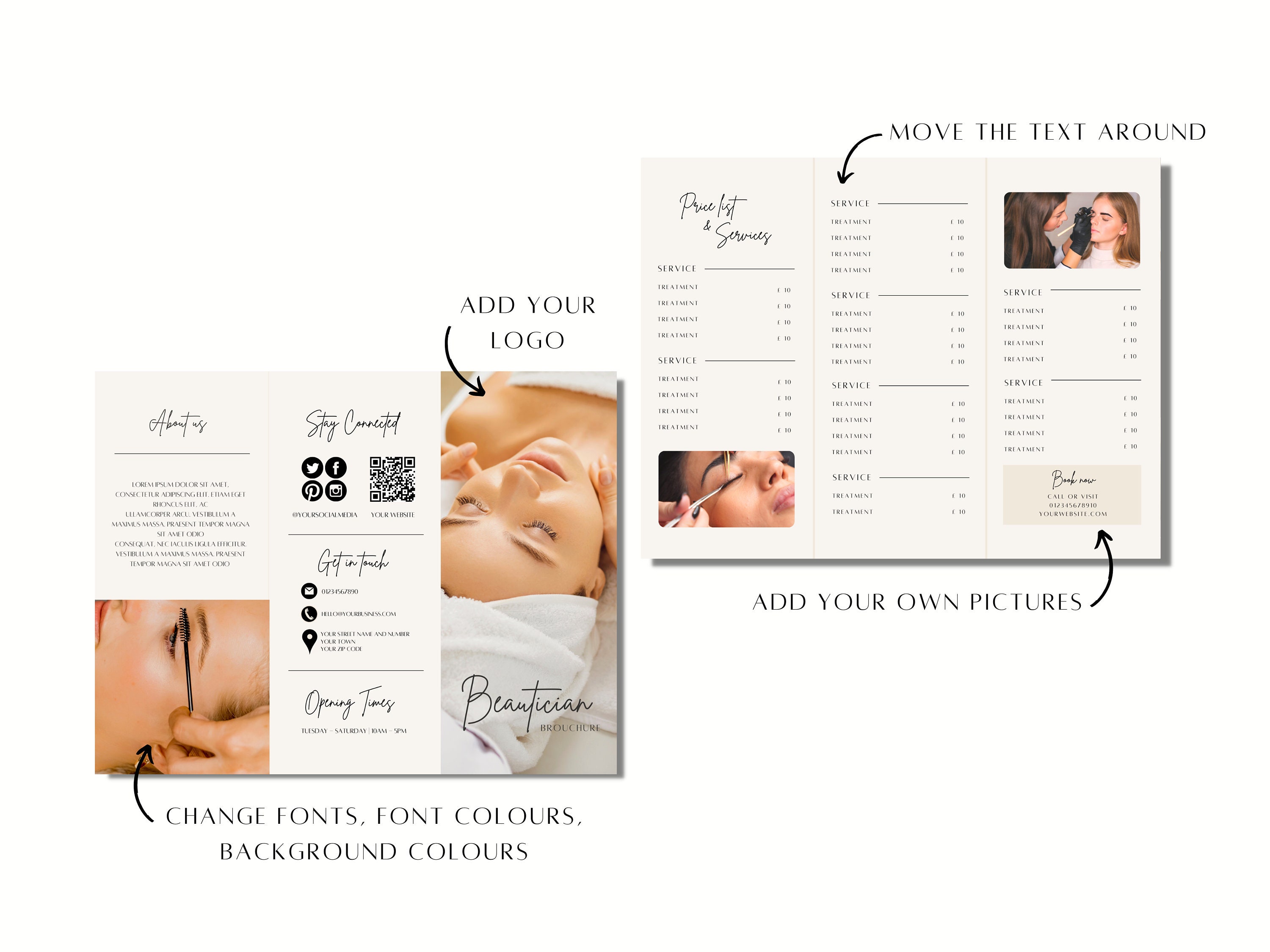 Beauticians Trifold Brochure - Esthetician, Spa, Lash, Beauty, Salon ...