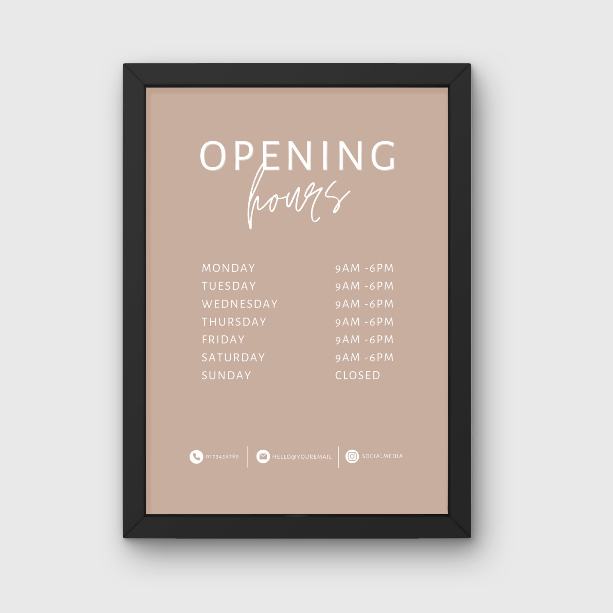 Opening Hours Printable Template - Etsy