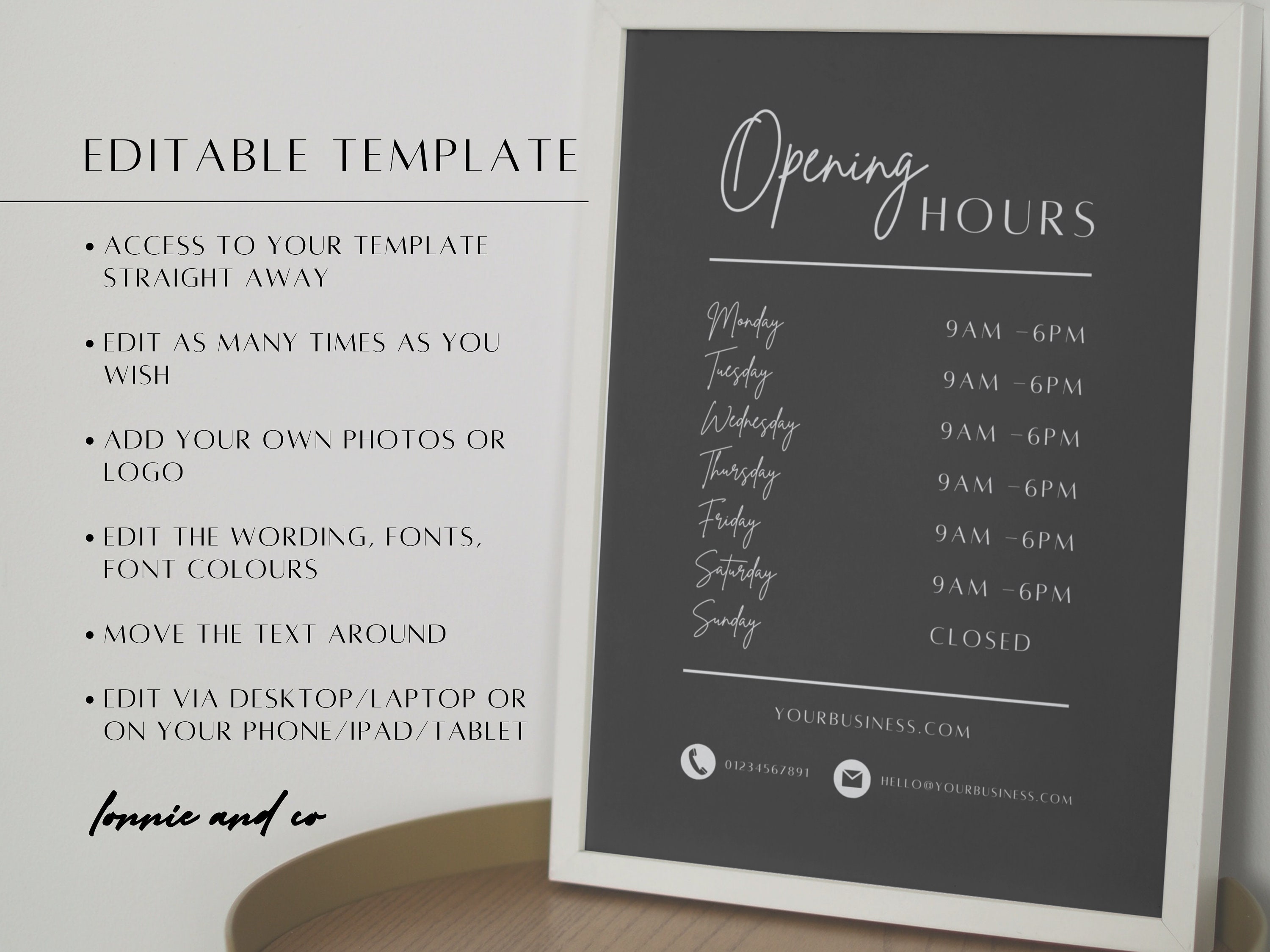 Opening Hours Sign Template - Etsy