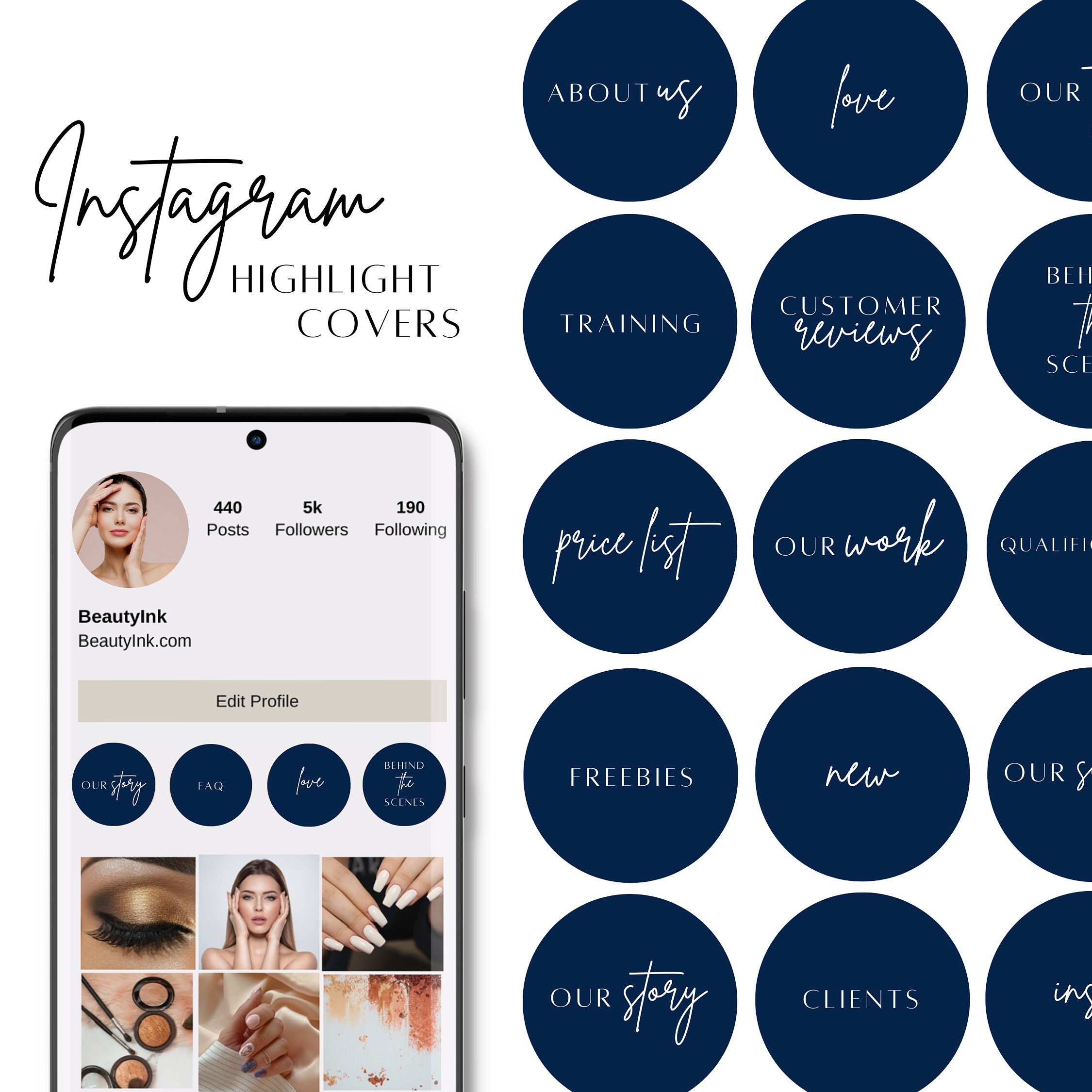 Navy Blue Instagram Highlight Covers - Etsy