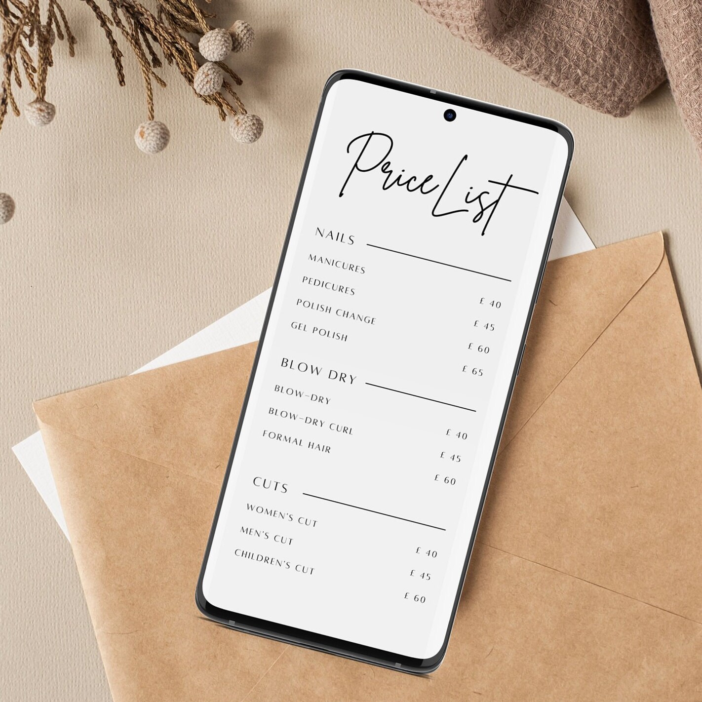Electronic Price List Template - Etsy UK