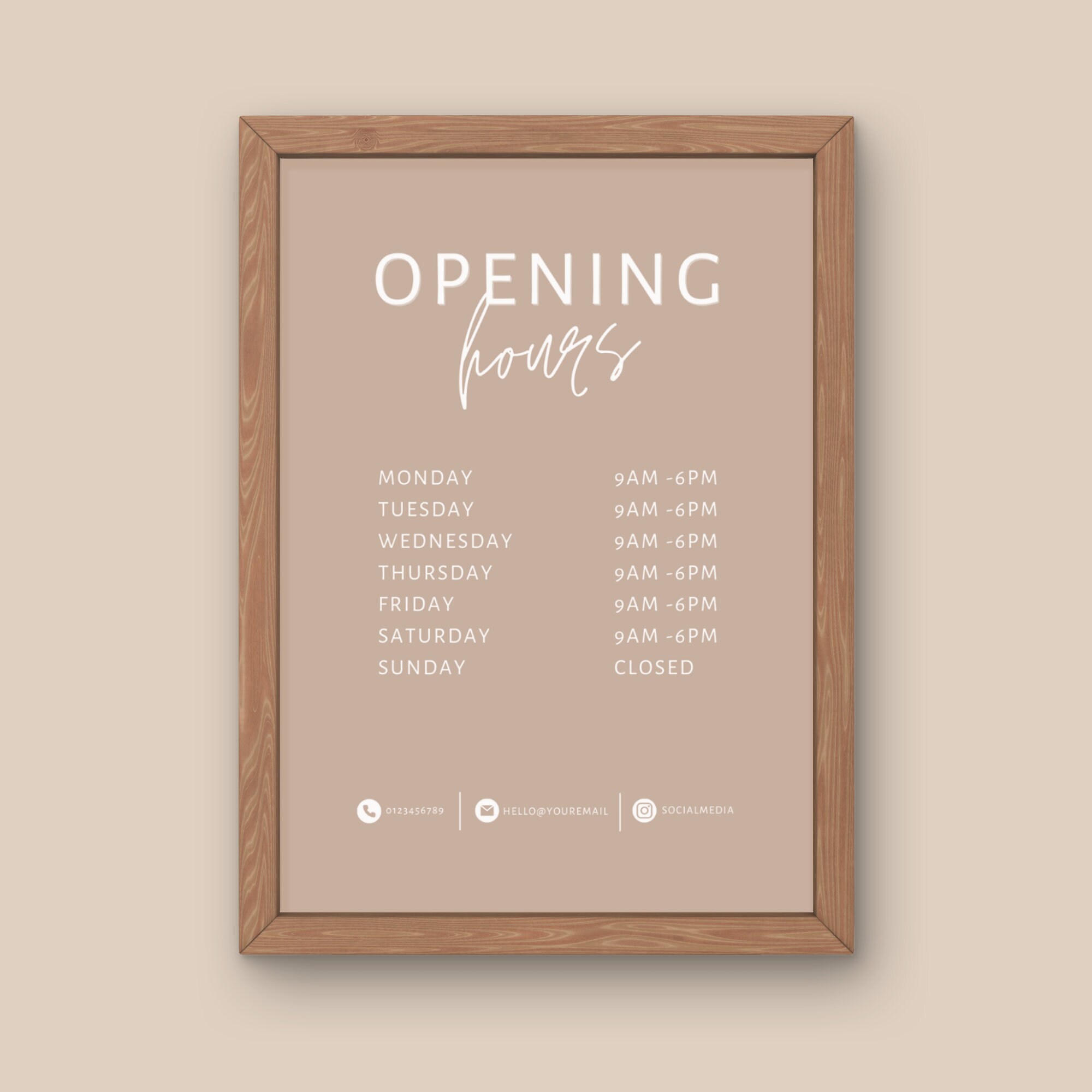 Opening Hours Printable Template - Etsy