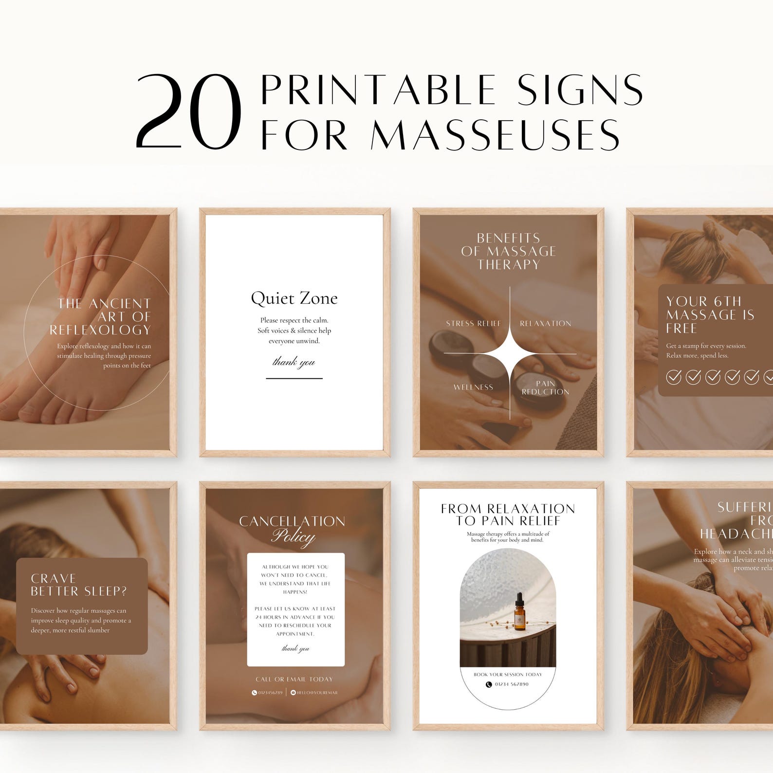 Massage Therapy Sign Templates, Massage Therapist Wall Decor, Treatment ...