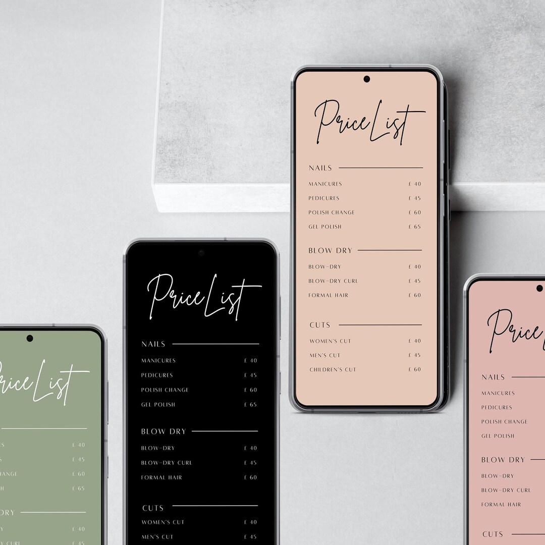 Electronic Price List Template - Etsy