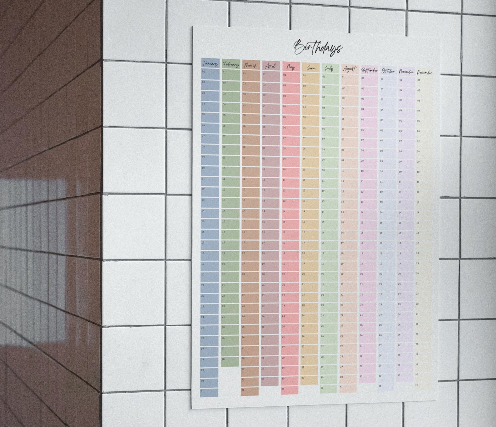 Birthday Calendar Birthday Tracker Printable Birthday List - Etsy