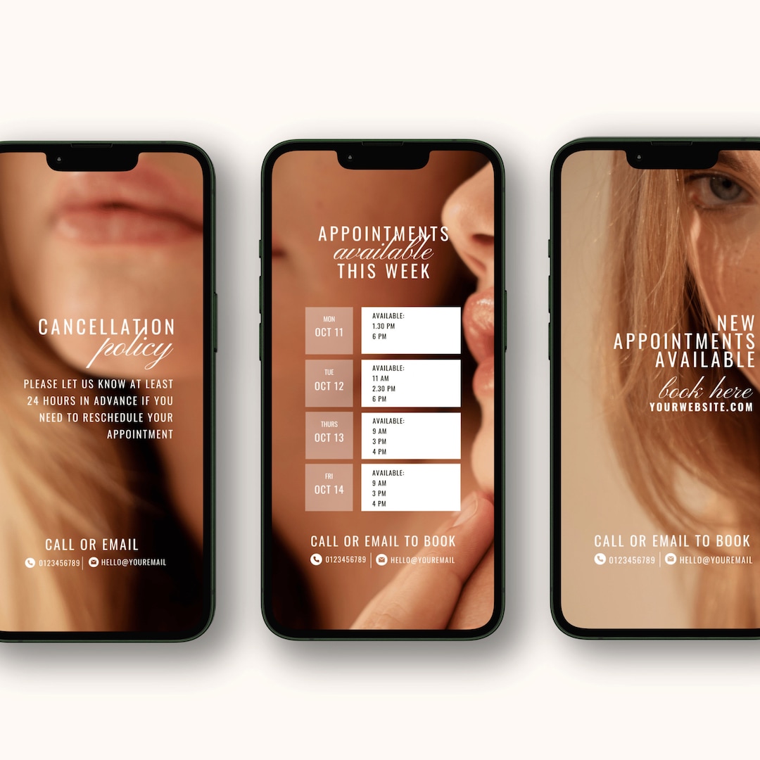 Esthetician Weekly Availability Instagram Template, Appointment ...