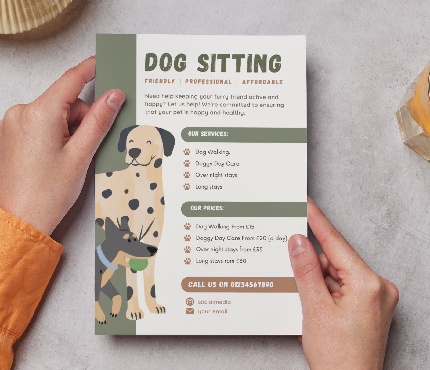 Dog Sitting Flyer: Pet Care Leaflet Template (A5) (canva Editable) (PDF ...