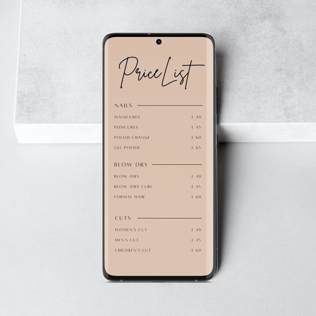Electronic Price List Template - Etsy