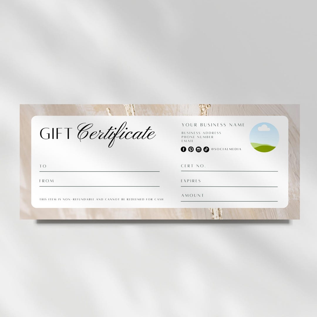 Gift Cards Voucher Template, Editable Shop Voucher - Etsy