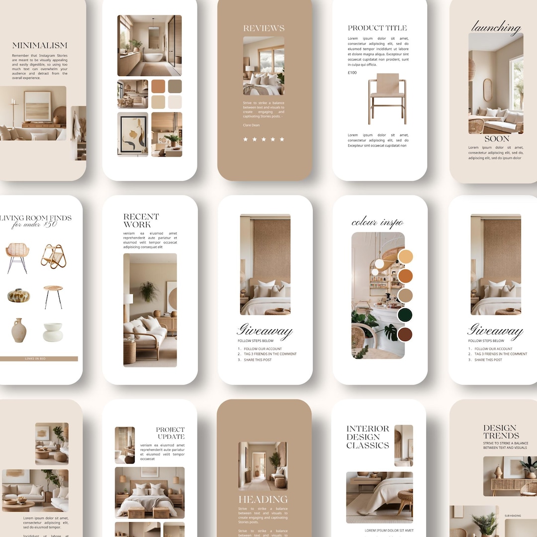 Interior Design Instagram Stories Templates: Minimalist Home Decor ...