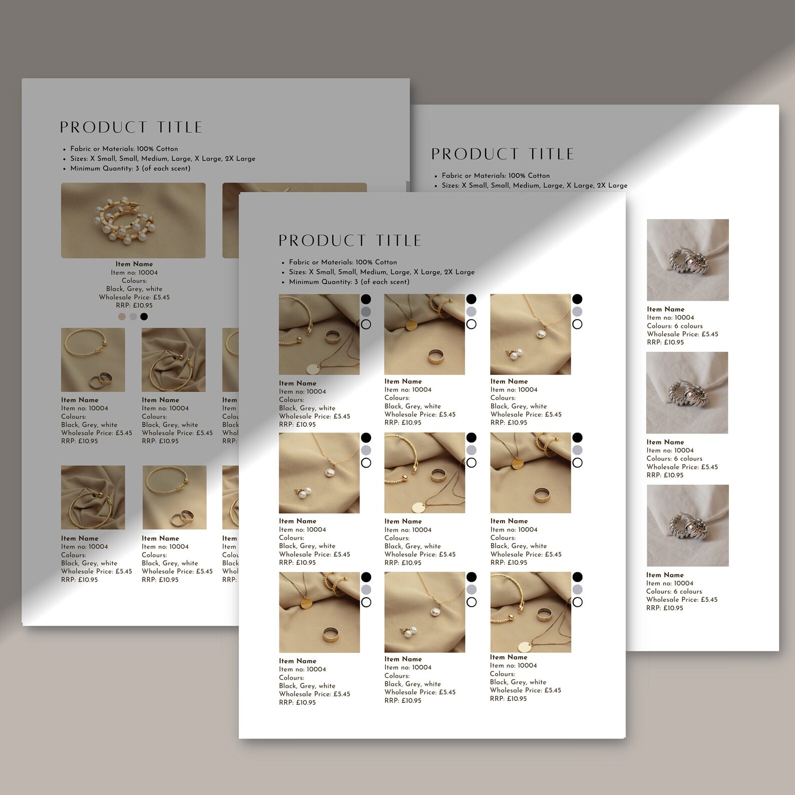 Jewellery Line Sheet Catalogue Template - Etsy