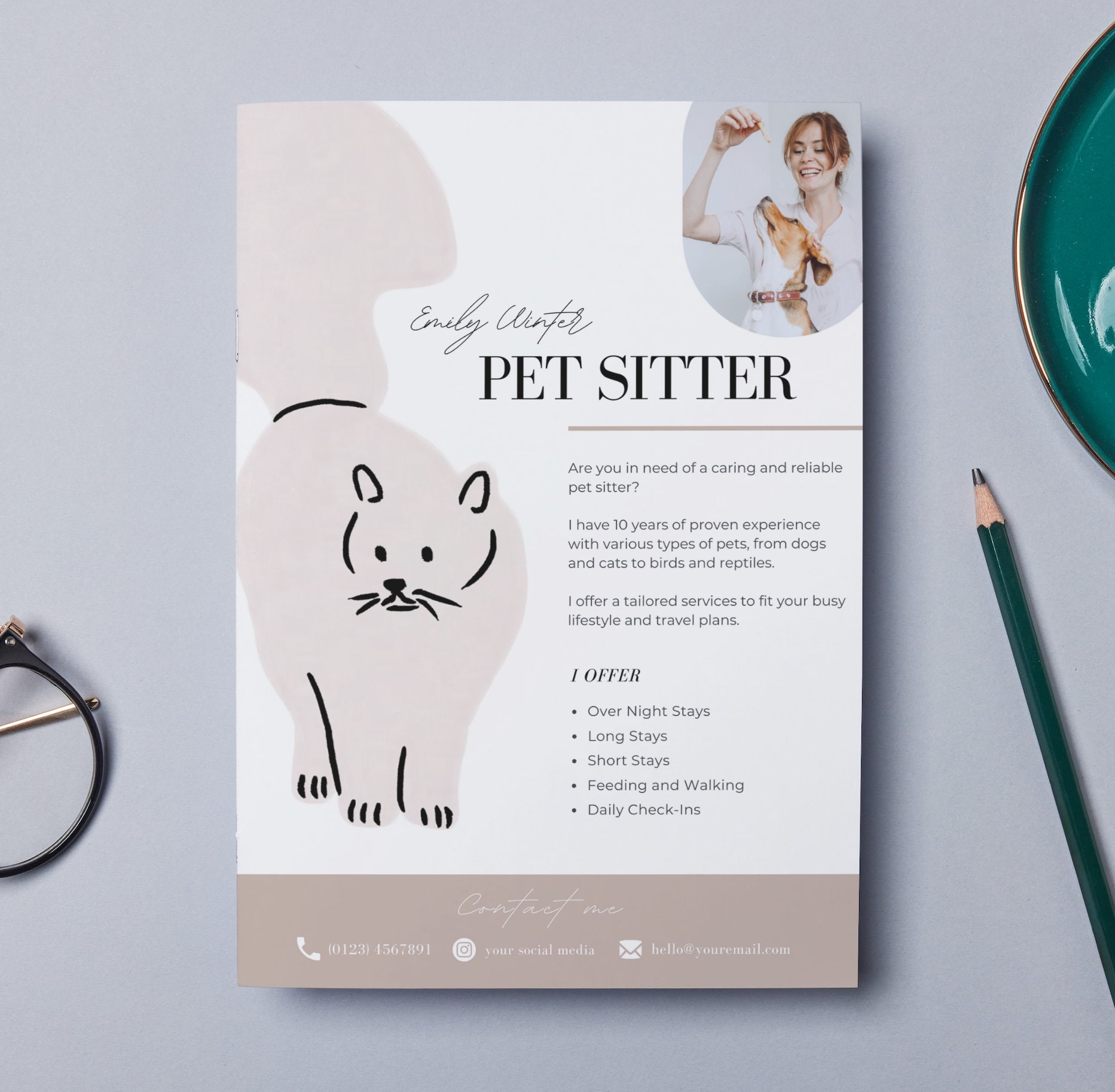 Pet Sitter Flyer Dog Sitting, Cat Sitter, Dog Kennels, Dog Vacation - Etsy