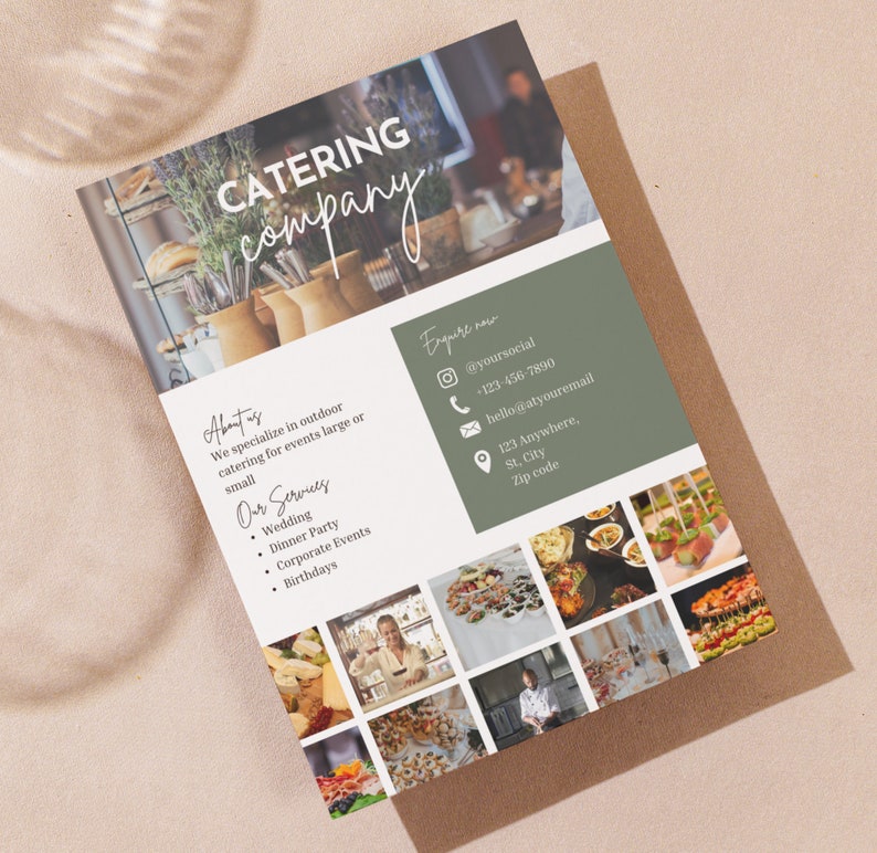 Catering Menu Flyer Template, Cafe Restaurant Brochure, Meal Prep ...