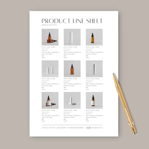 Product Line Sheet, Wholesale Catalogue Template, Editable Price List ...