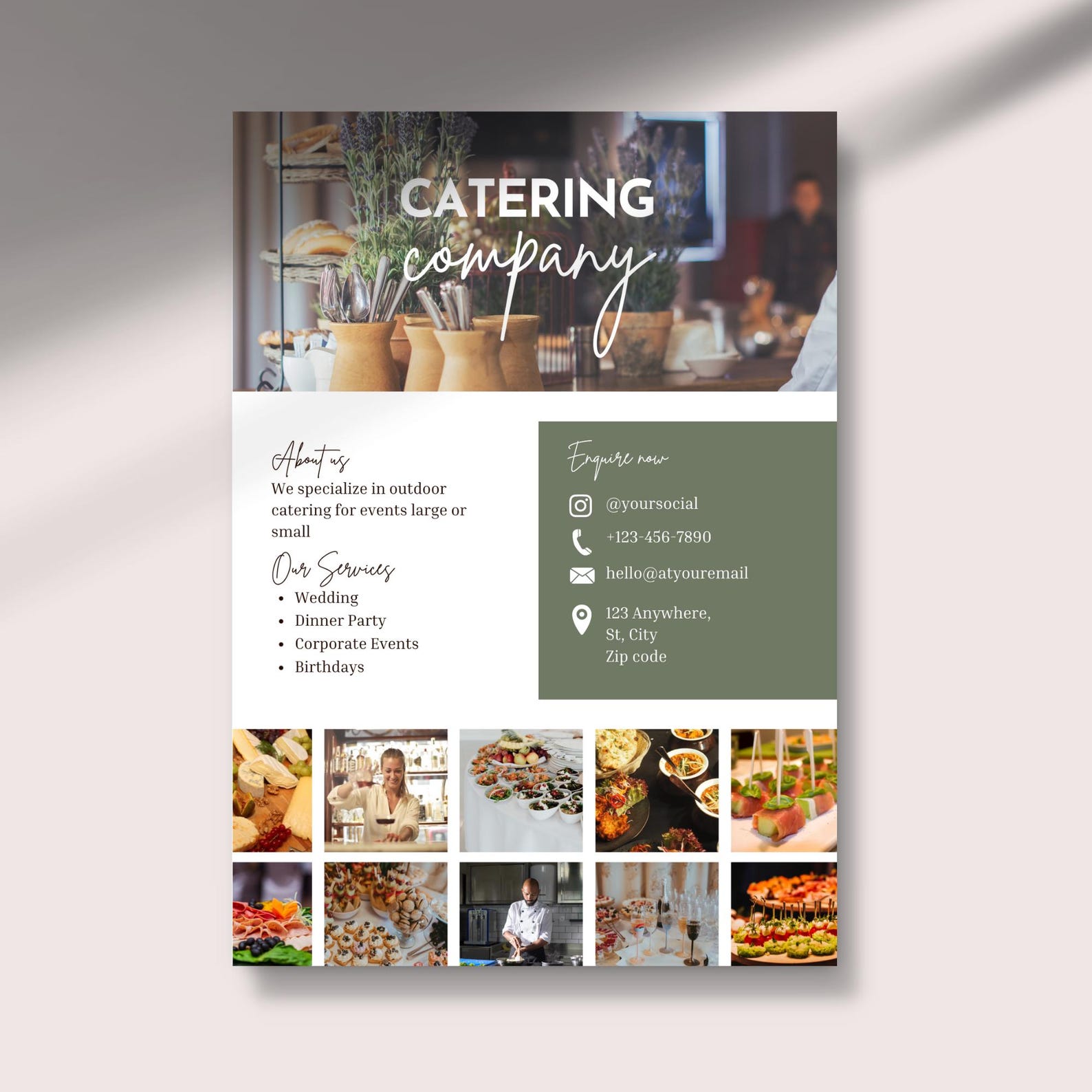 Catering Menu Flyer Template, Cafe Restaurant Brochure, Meal Prep ...
