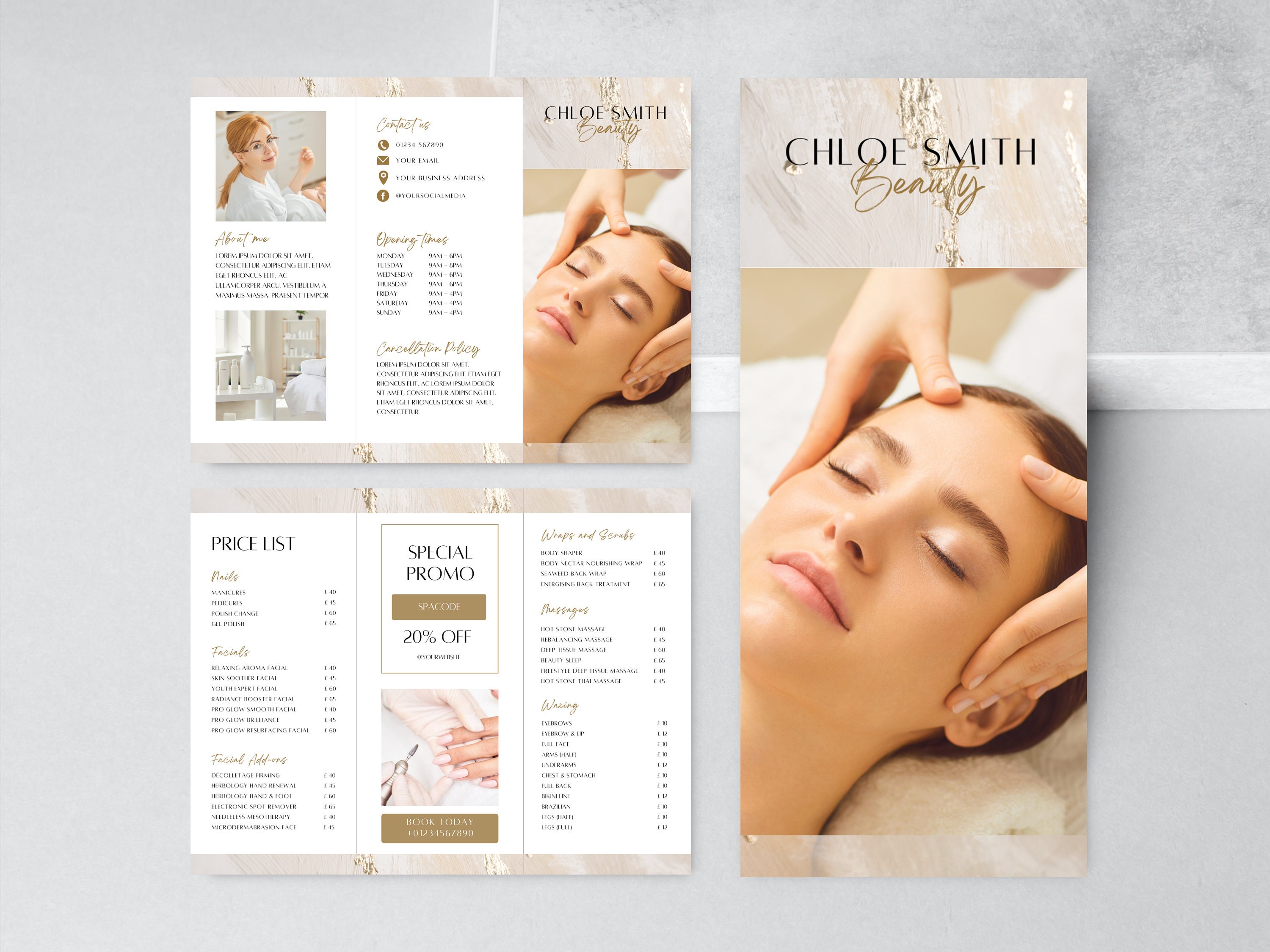 Esthetician Trifold Brochure Beauticians, Spa, Lash, Beauty, Salon ...