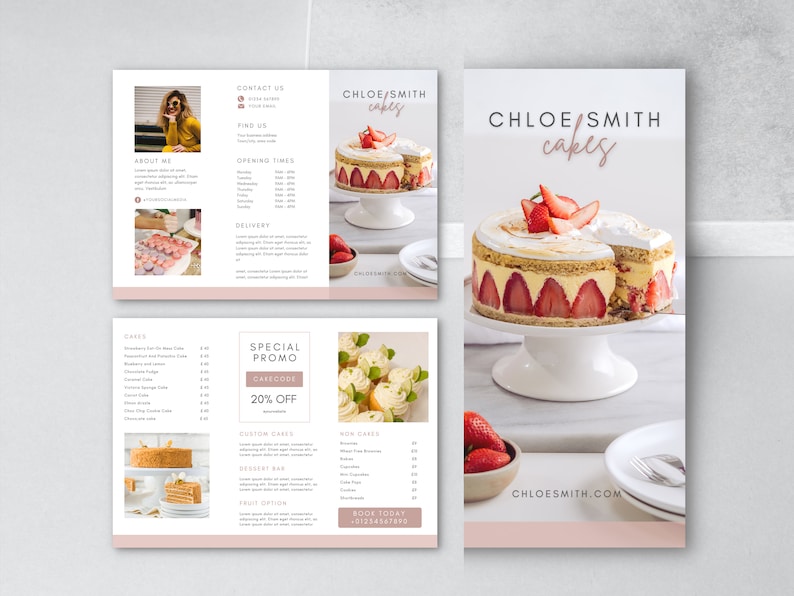 Cake Trifold Brochure - Cafe, Bakery, Restaurant, Party, Price List - Etsy