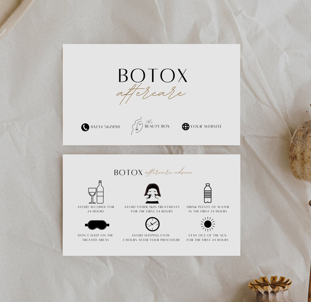 Botox Aftercare Card Template: Client Health (canva Editable, 3.5x2 ...
