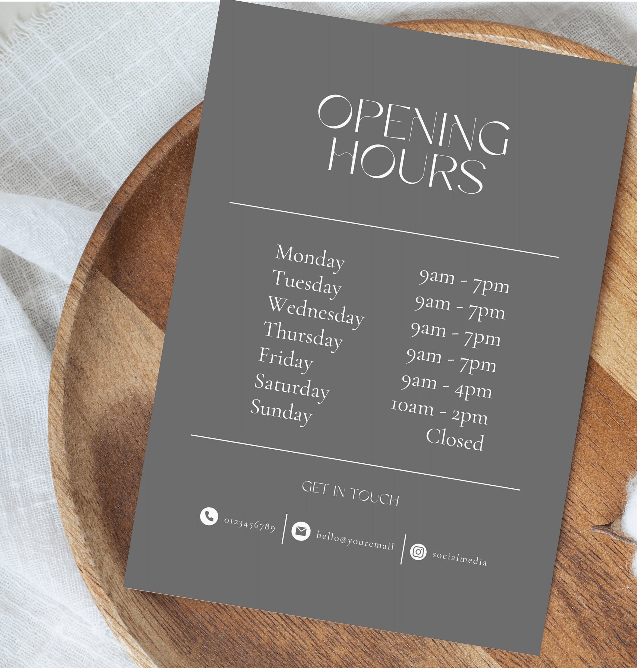 Opening Hours Sign Template - Etsy