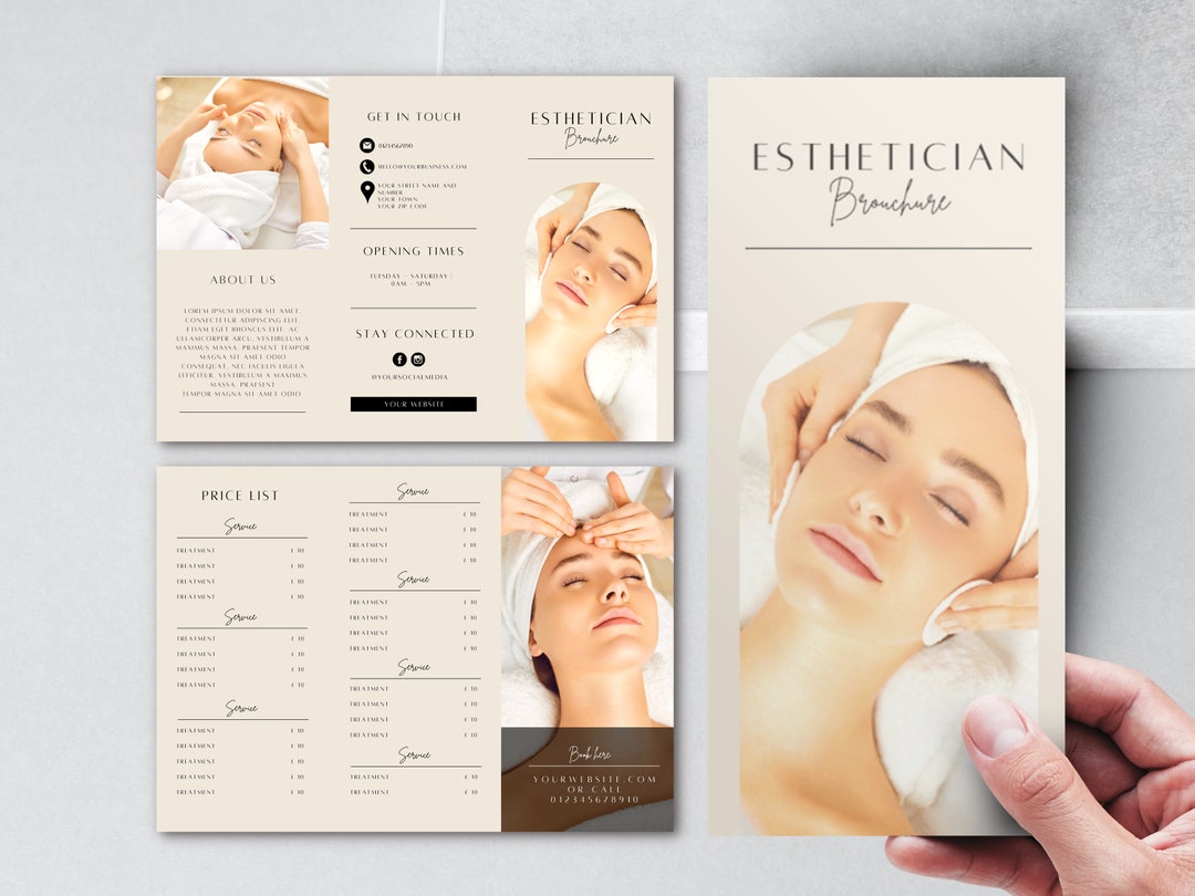 Esthetician Trifold Brochure - Beauticians, Spa, Lash, Beauty, Salon ...