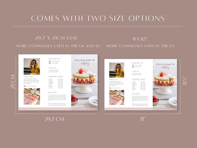 Cake Trifold Brochure - Cafe, Bakery, Restaurant, Party, Price List - Etsy