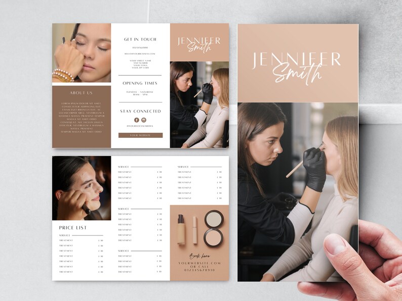 Make-up Artist Trifold Brochure Beauticians, Spa, Lash, Beauty, Salon ...