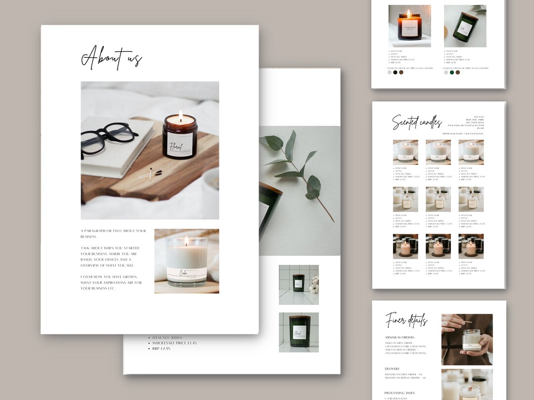 Wholesale Line Sheet Editable Candle Catalogue Template - Etsy