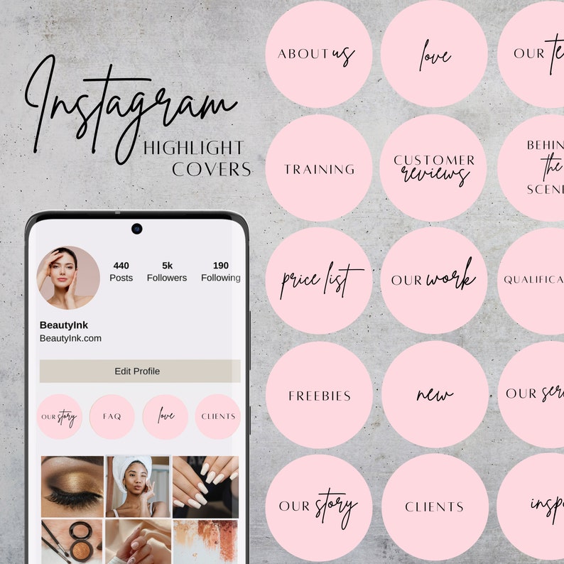 Instagram Highlight Covers for Beauty Hair Makeup Lashes Boutique Wigs ...