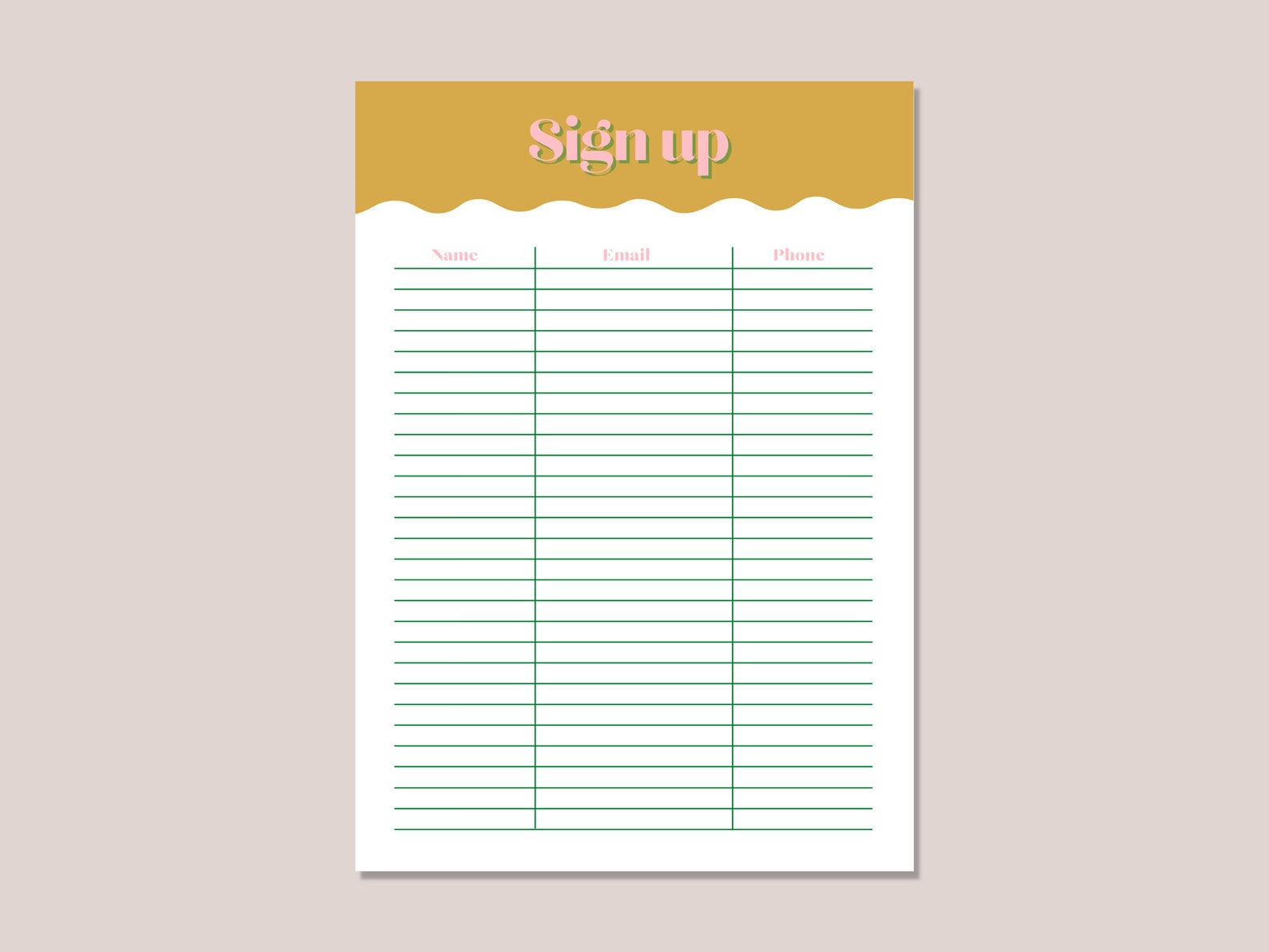 Sign up Sheet, Craft Fair Sign up Sheet, Event Sign Up, Volunteer Sign ...