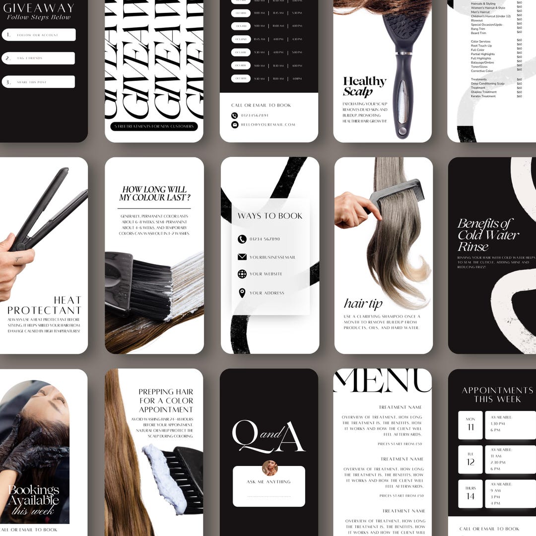 Hair Instagram Templates Hair Stylist Hair Salon Templates - Etsy