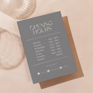 Opening Hours Sign Template - Etsy