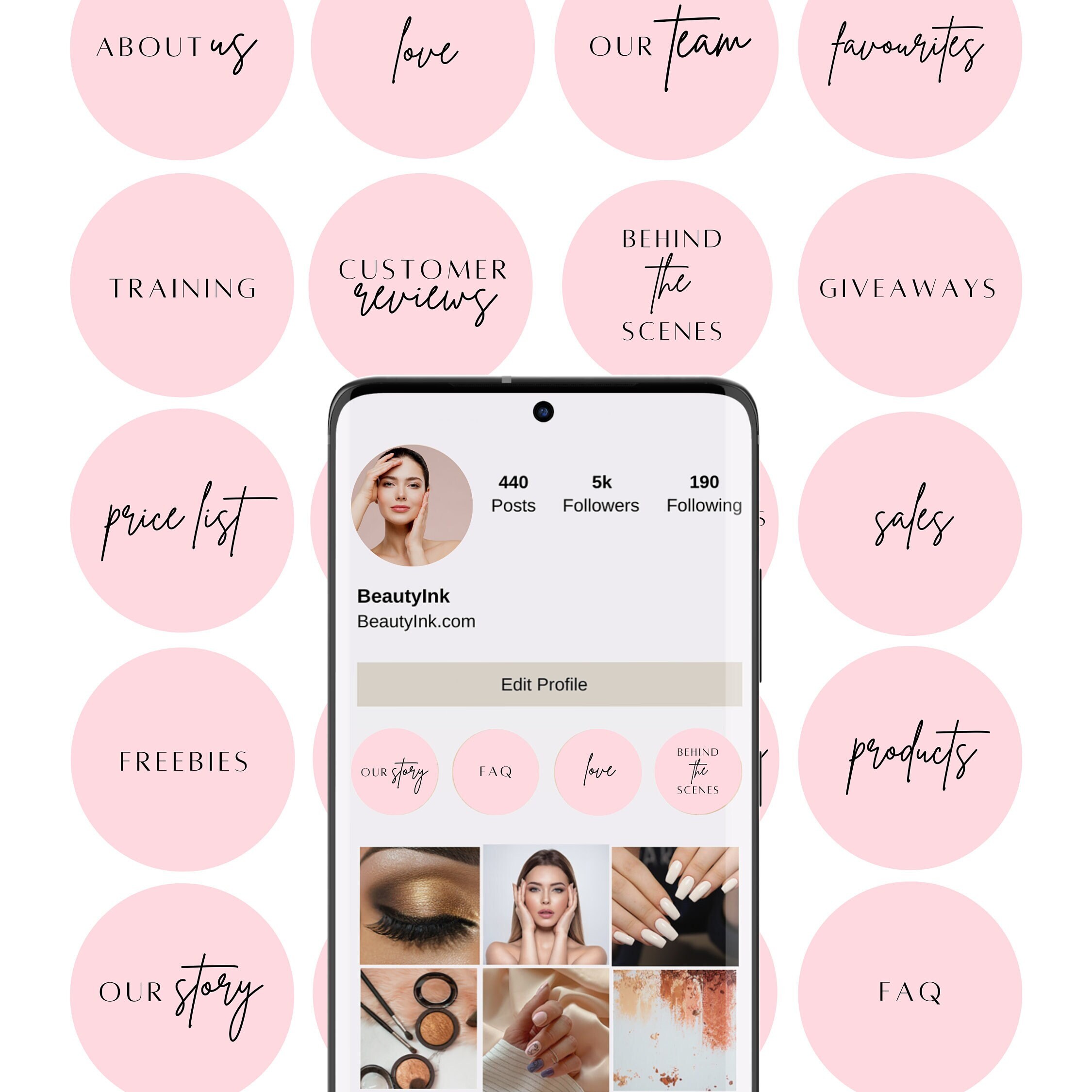 Instagram Highlight Covers for Beauty Hair Makeup Lashes Boutique Wigs ...