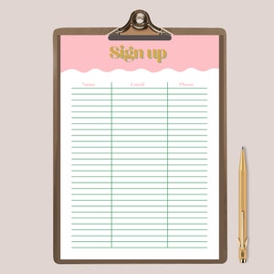 Sign up Sheet, Craft Fair Sign up Sheet, Event Sign Up, Volunteer Sign ...