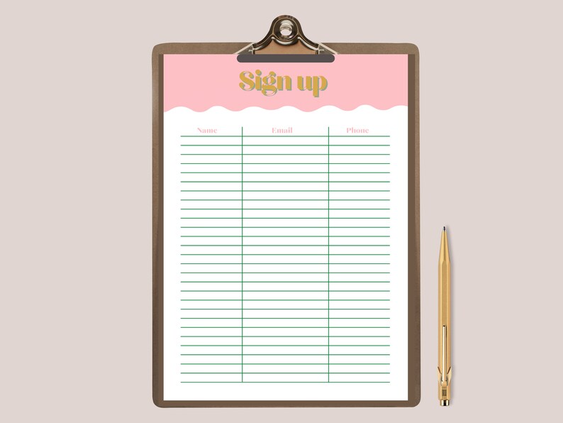 Sign up Sheet, Craft Fair Sign up Sheet, Event Sign Up, Volunteer Sign ...