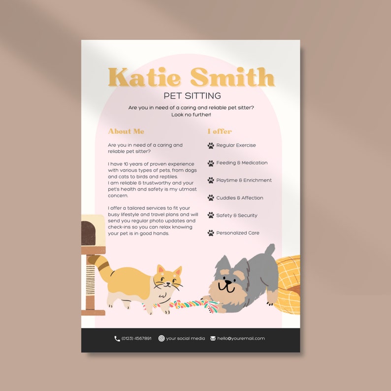 Editable Pet Sitter Flyer Template (A5) - Etsy