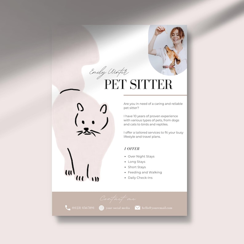 Pet Sitter Flyer Dog Sitting, Cat Sitter, Dog Kennels, Dog Vacation - Etsy