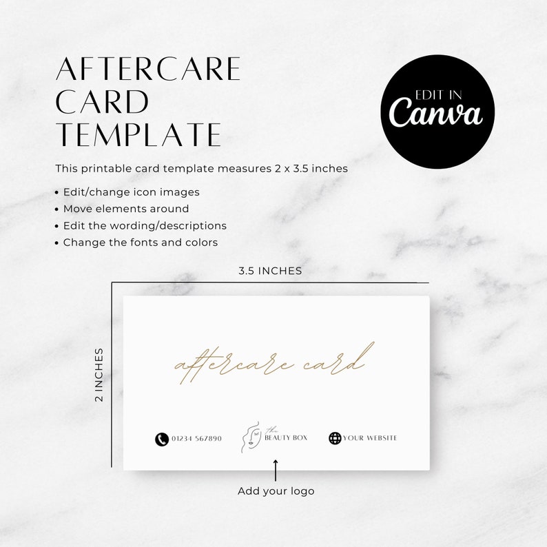 Lip Filler Aftercare Card Template: Editable Injection Care Guide ...
