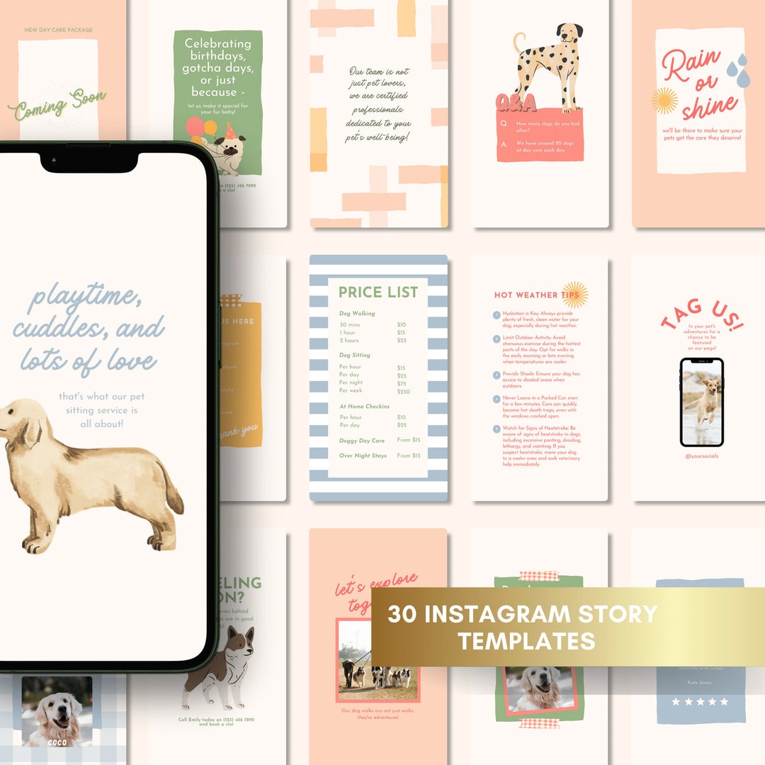 Dog Walking Instagram Story Templates: Social Media for Pet Care - Etsy