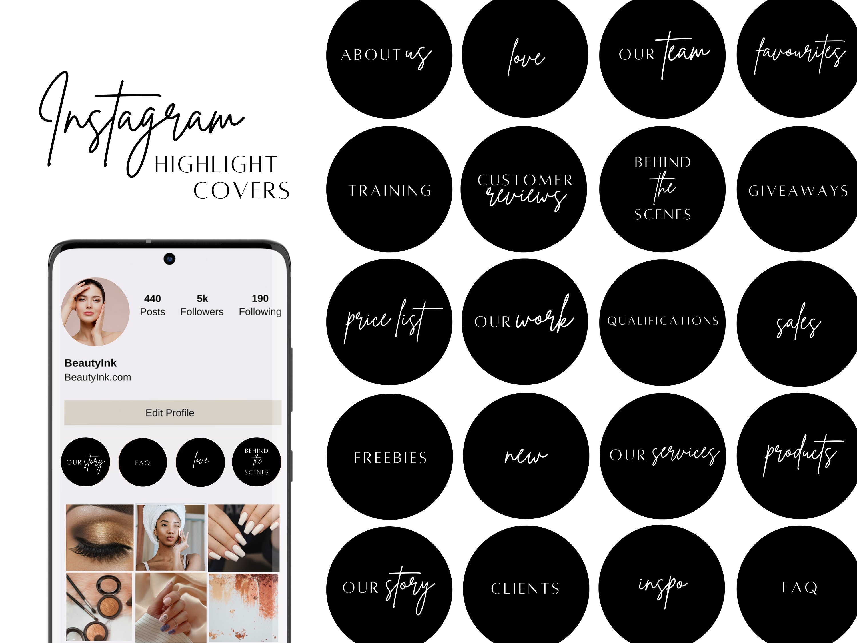 Instagram Highlight Covers for Beauty Hair Makeup Lashes - Etsy