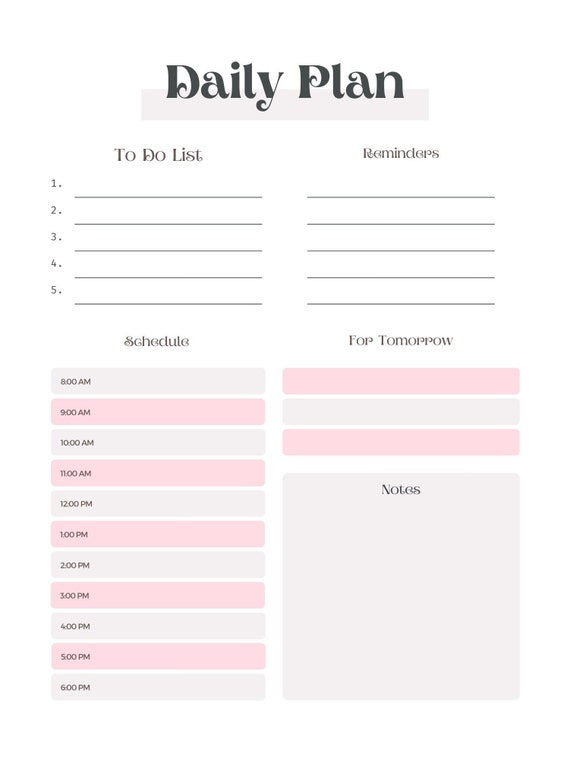 Printable Daily Planner PDF Task List to Do List Planner | Etsy