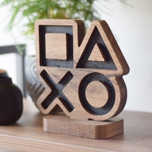 Wooden Playstation Symbols Blocks Stand Ps Sign Gaming Setup ...