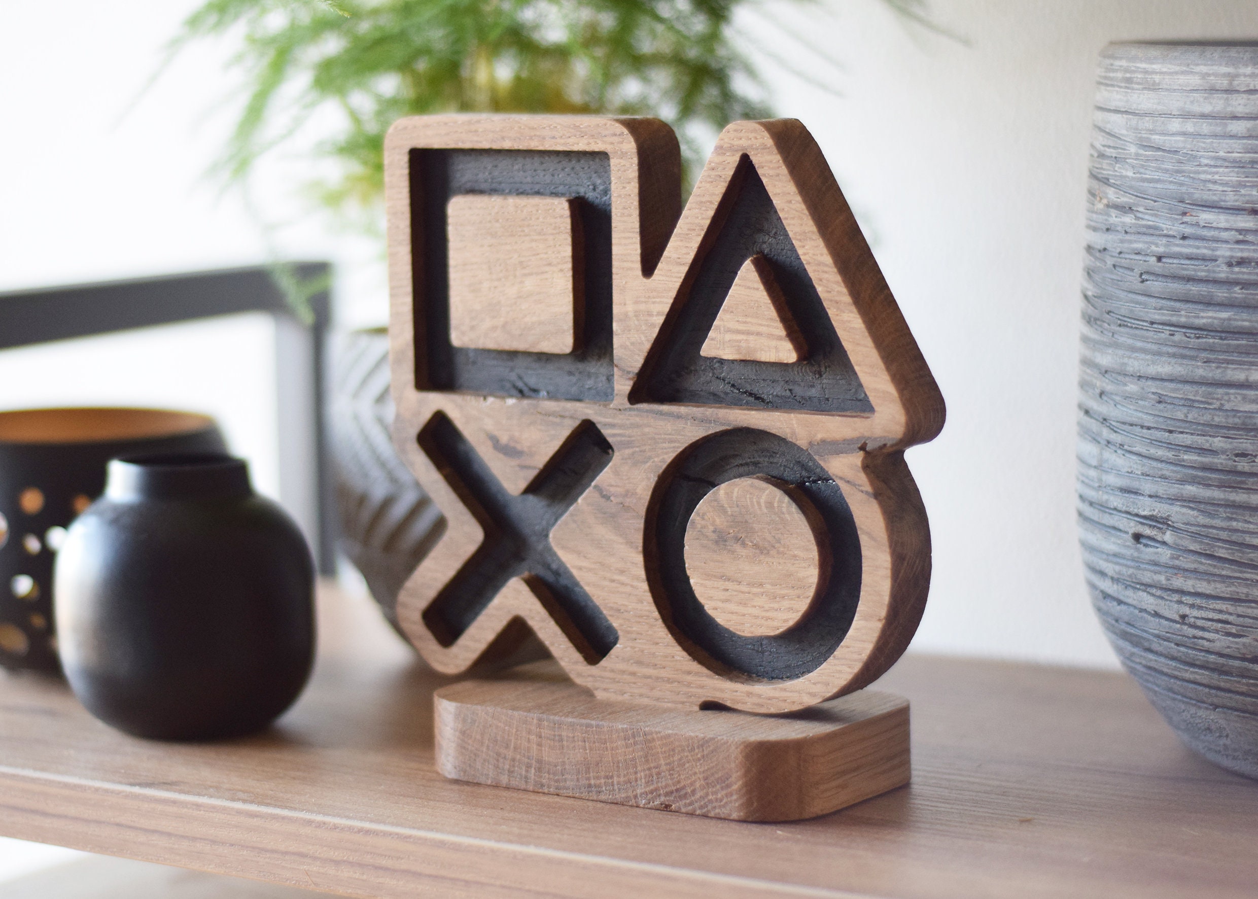 Wooden Playstation Symbols Blocks Stand Ps Sign Gaming Setup ...
