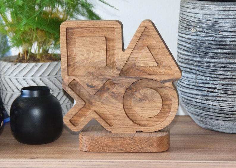 Wooden Playstation Symbols Blocks Stand Ps Sign Gaming Setup ...