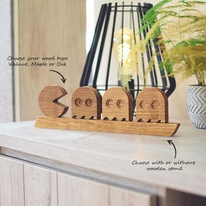 Wooden Pacman Themed Symbols / Oak Icons / Walnut Buttons / Wood Blocks ...