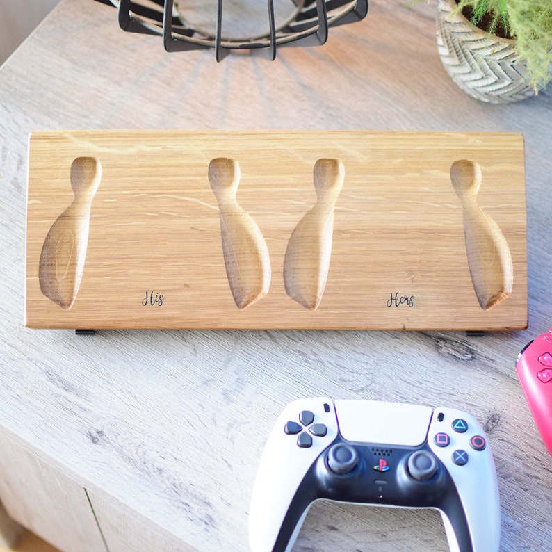 Personalized Wooden PS5 DUO Controller Display Stand - Dualsense Oak ...