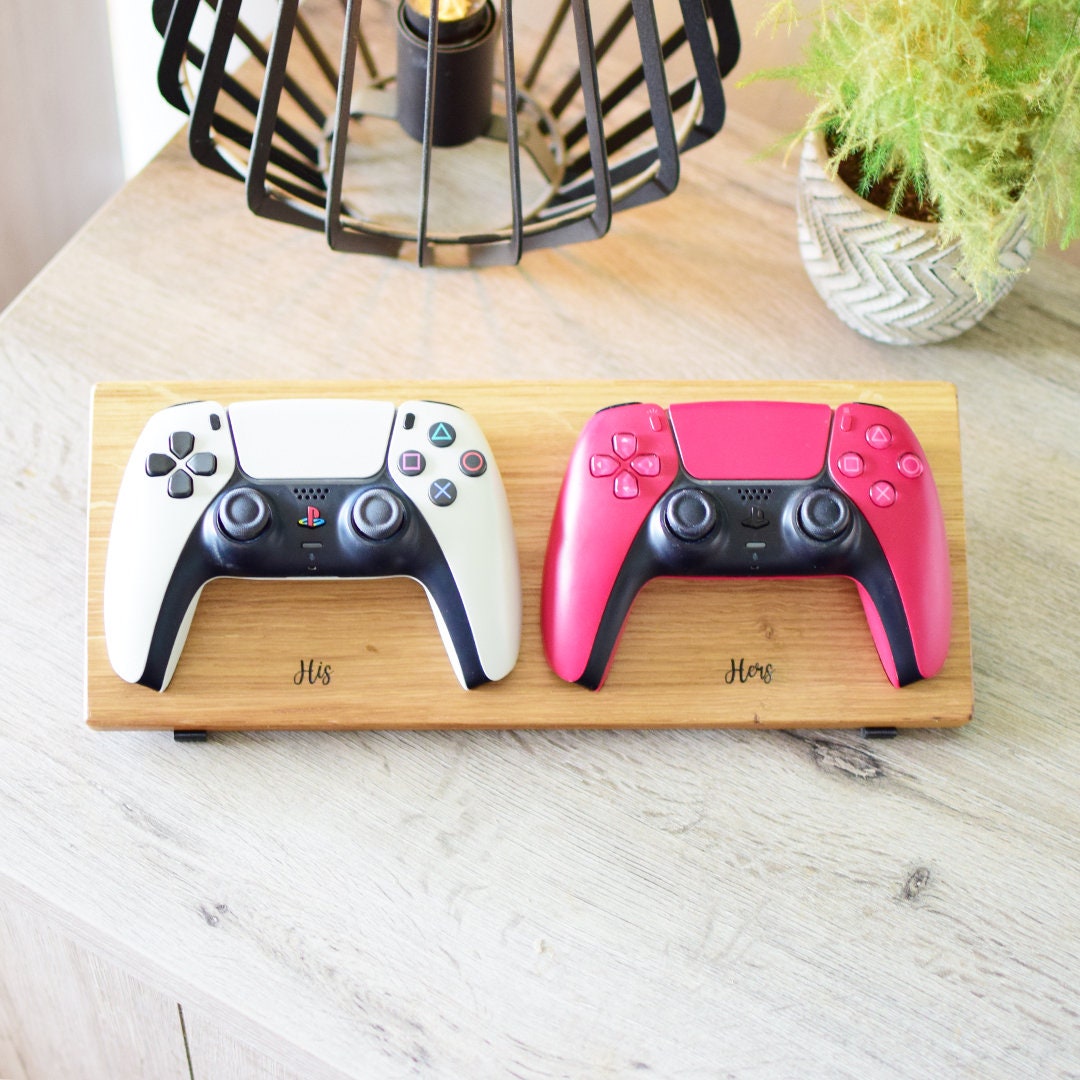 Personalized Wooden PS5 DUO Controller Display Stand - Dualsense Oak ...