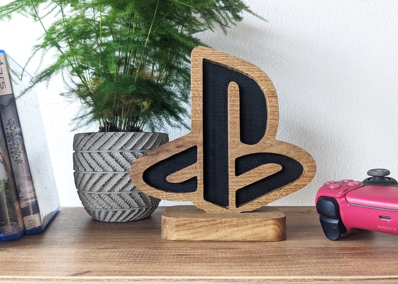 Wooden Playstation Stand With Cutout Effect Ps Logo Sign Ps5 Ps4 Gaming ...